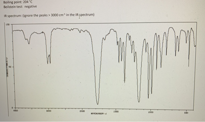Solved Boiling point: 204C Beilstein test: negative IR | Chegg.com