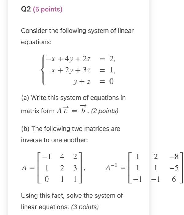 Solved Consider the following system of linear equations: | Chegg.com