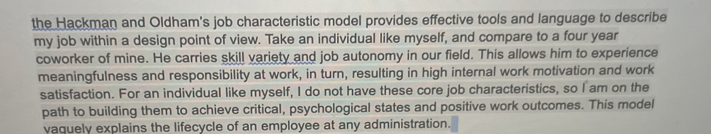 Solved the Hackman and Oldham's job characteristic model | Chegg.com