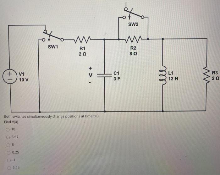 Solved SW2 m SW1 R1 2 Ω R2 8Ω + V1 10 V