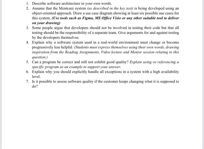 2. Assume that the Mentcare system (as described in | Chegg.com