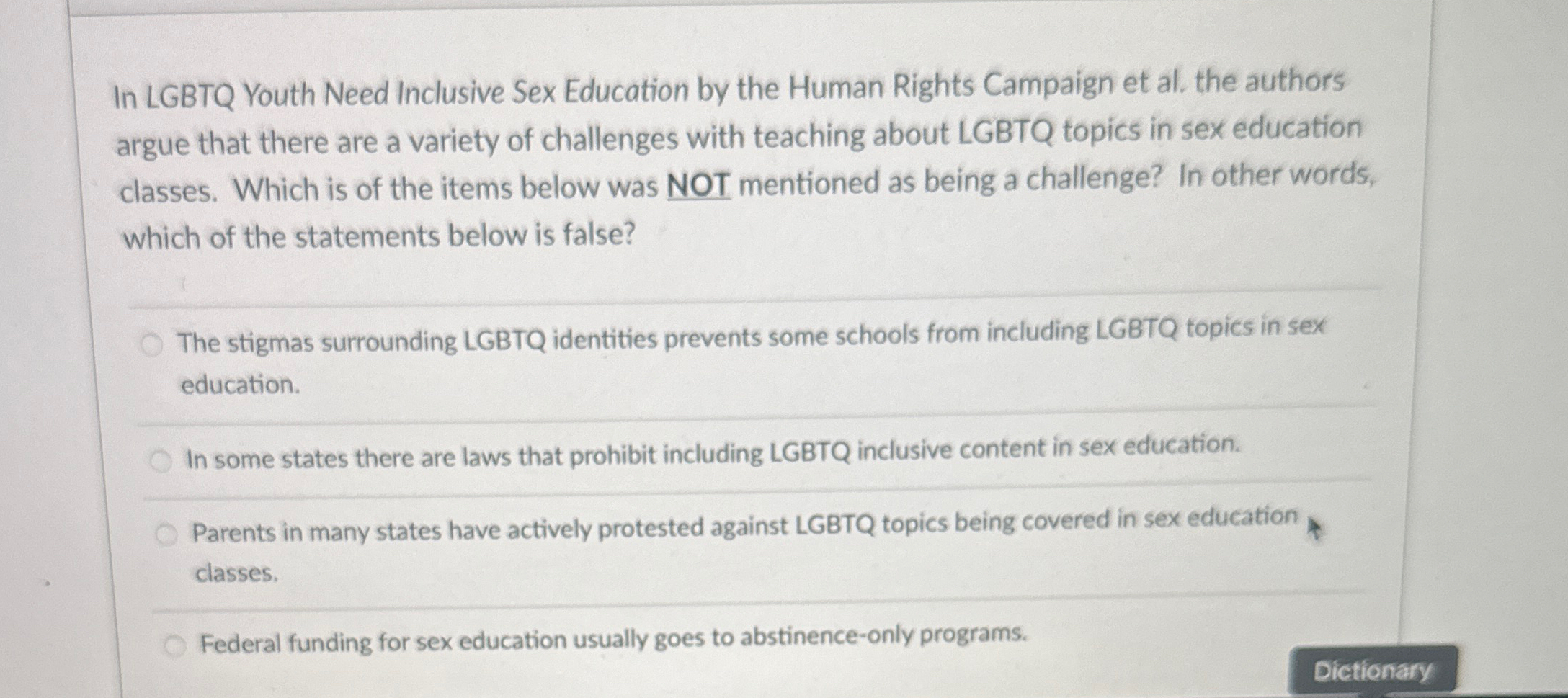Solved In Lgbtq Youth Need Inclusive Sex Education By The