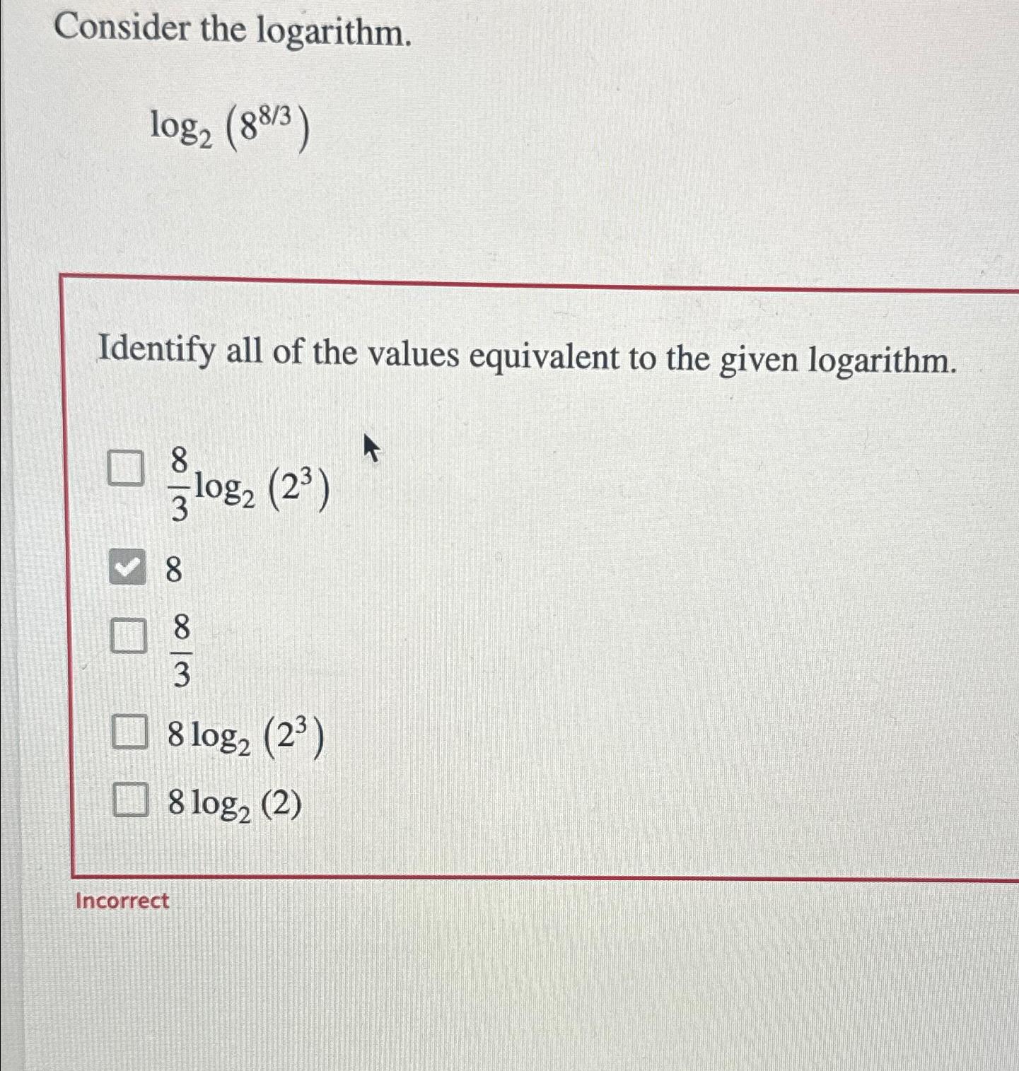 Solved Consider the logarithm.log2(883)Identify all of the | Chegg.com