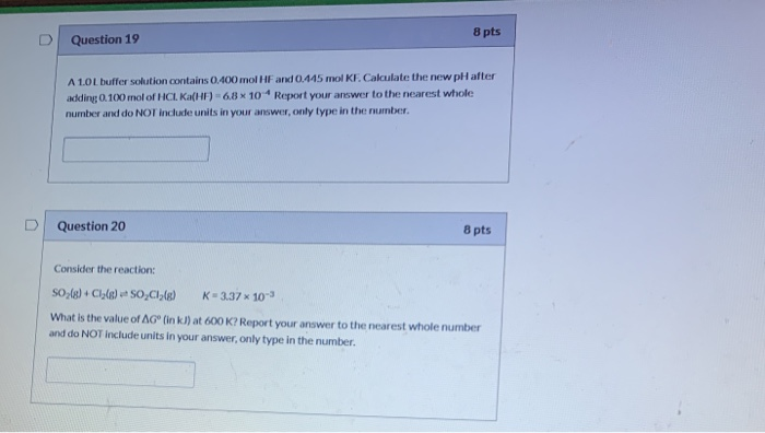 Solved Question 19 8 pts A 1.0L buffer solution contains | Chegg.com