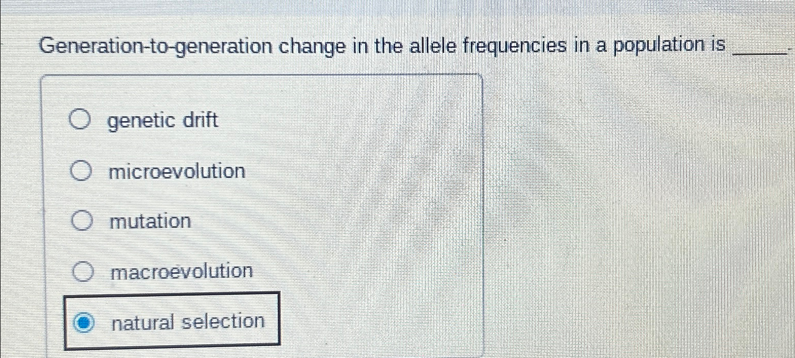Solved Generation-to-generation change in the allele | Chegg.com