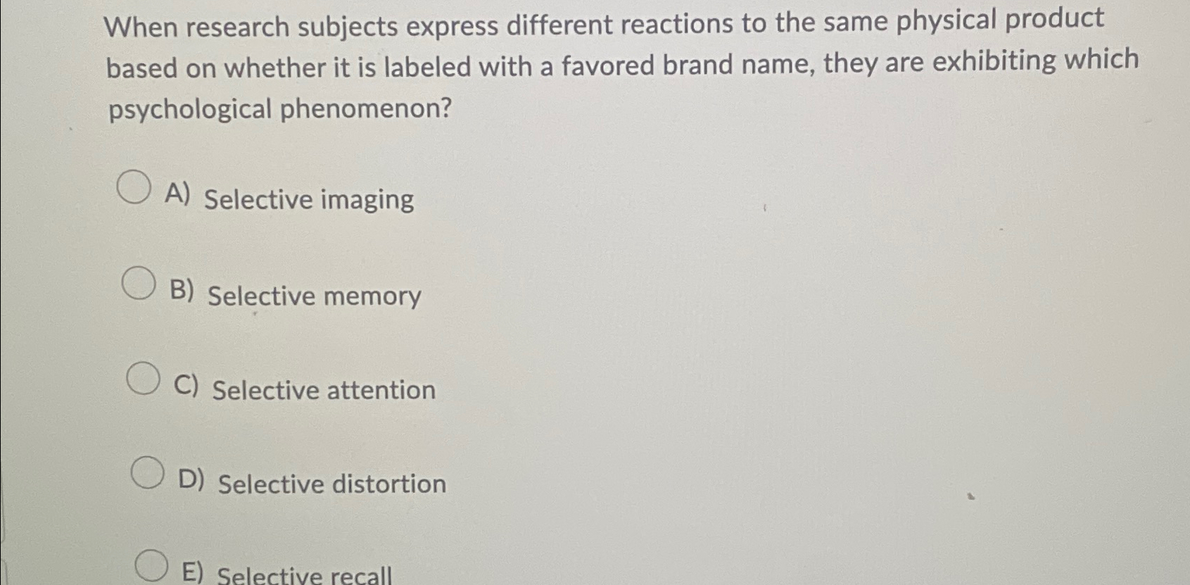 Solved When research subjects express different reactions to | Chegg.com