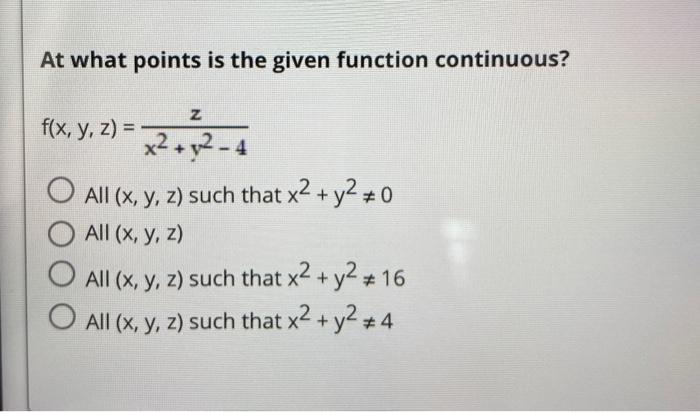 Solved At what points is the given function continuous? | Chegg.com