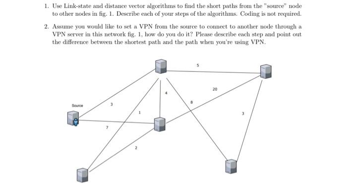 Solved 1. Use Link-state and distance vector algorithms to | Chegg.com