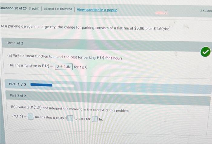 Solved Part 2 of 2 (b) Evaluate P(1.5) and interpret the | Chegg.com