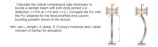 Solved Calculate the critical compressive load. | Chegg.com