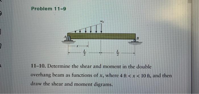 Solved Problem 11-9 11-10. Determine the shear and moment in | Chegg.com