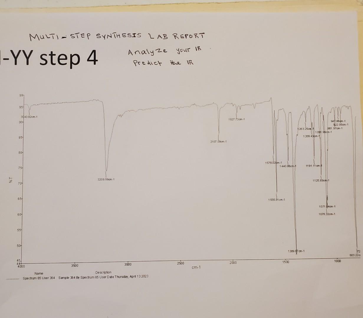 Solved MULTI - STEP SYNTHESIS LAB REPORT -YY step 4 Analyze | Chegg.com
