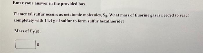 Solved Enter your answer in the provided box. Elemental | Chegg.com