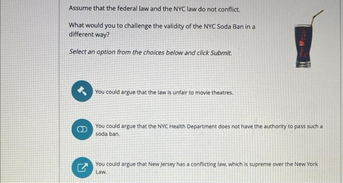 Assume that the federal law and the NYC law do not | Chegg.com Assume that the federal law and the NYC law do not | Chegg.com