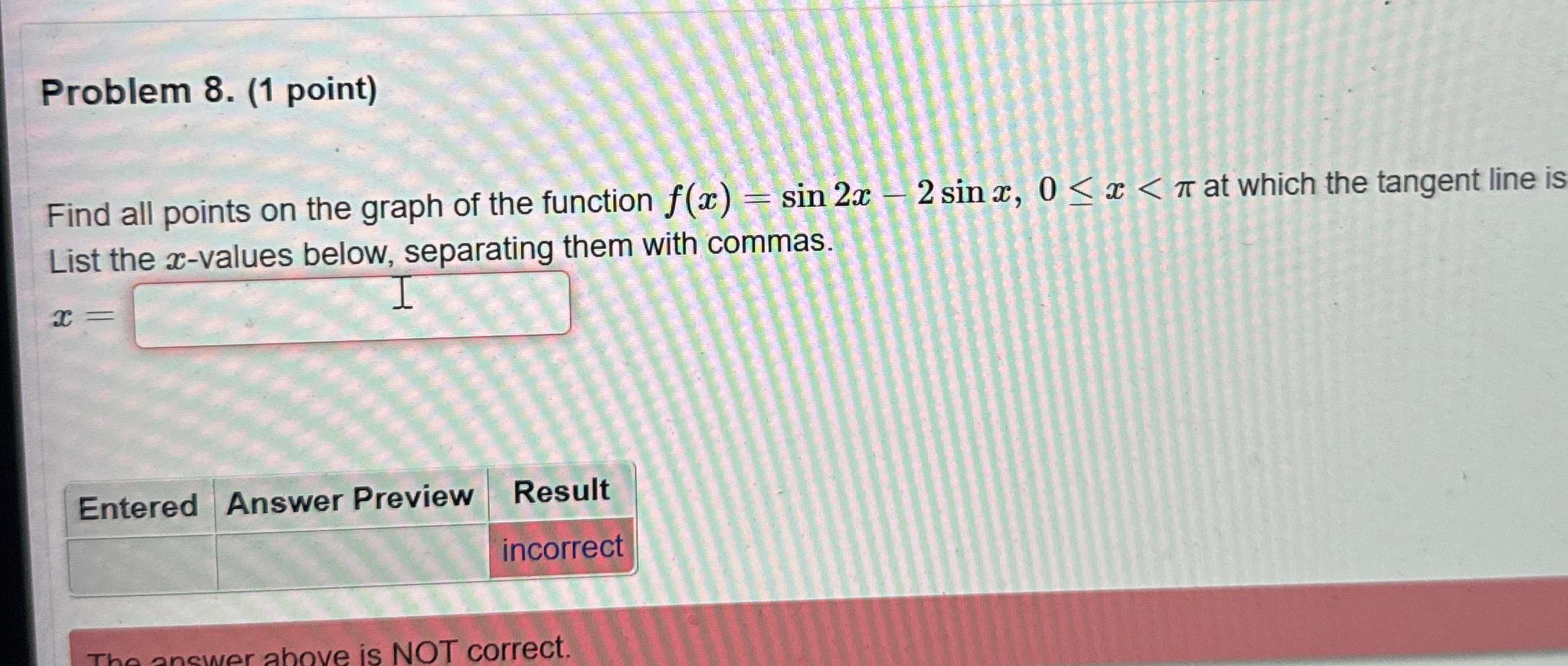 Solved Problem 8. (1 ﻿point)Find all points on the graph of | Chegg.com