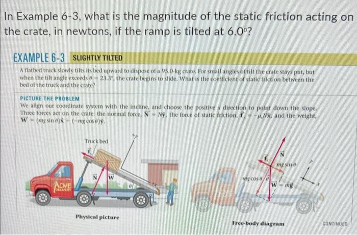 Solved Example 6-3, what is the magnitude of the static | Chegg.com