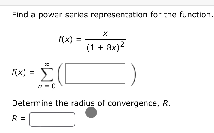 Solved Find a power series representation for the | Chegg.com
