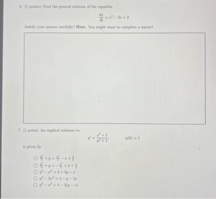Solved 6. (2 points) Find the general solution of the | Chegg.com