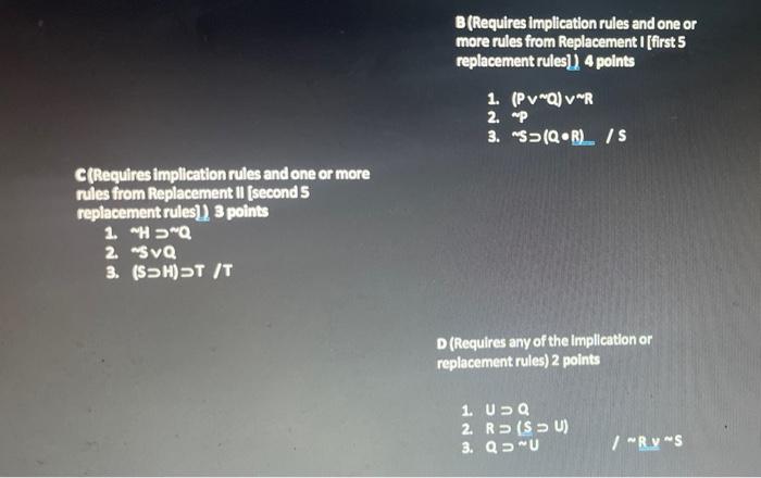 Solved C(Requires implication rules and one or more rules | Chegg.com