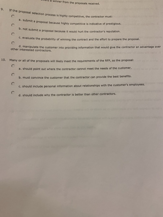 Solved US winner from the proposals received. 9. If the | Chegg.com