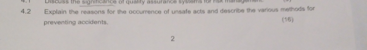 Solved 4.2 ﻿Explain the reasons for the occurrence of unsafe | Chegg.com