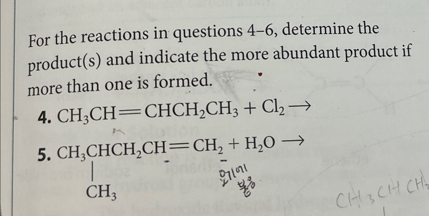 For the reactions in questions 4-6, ﻿determine the | Chegg.com