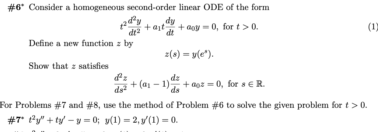 Solved #6* ﻿Consider a homogeneous second-order linear ODE | Chegg.com
