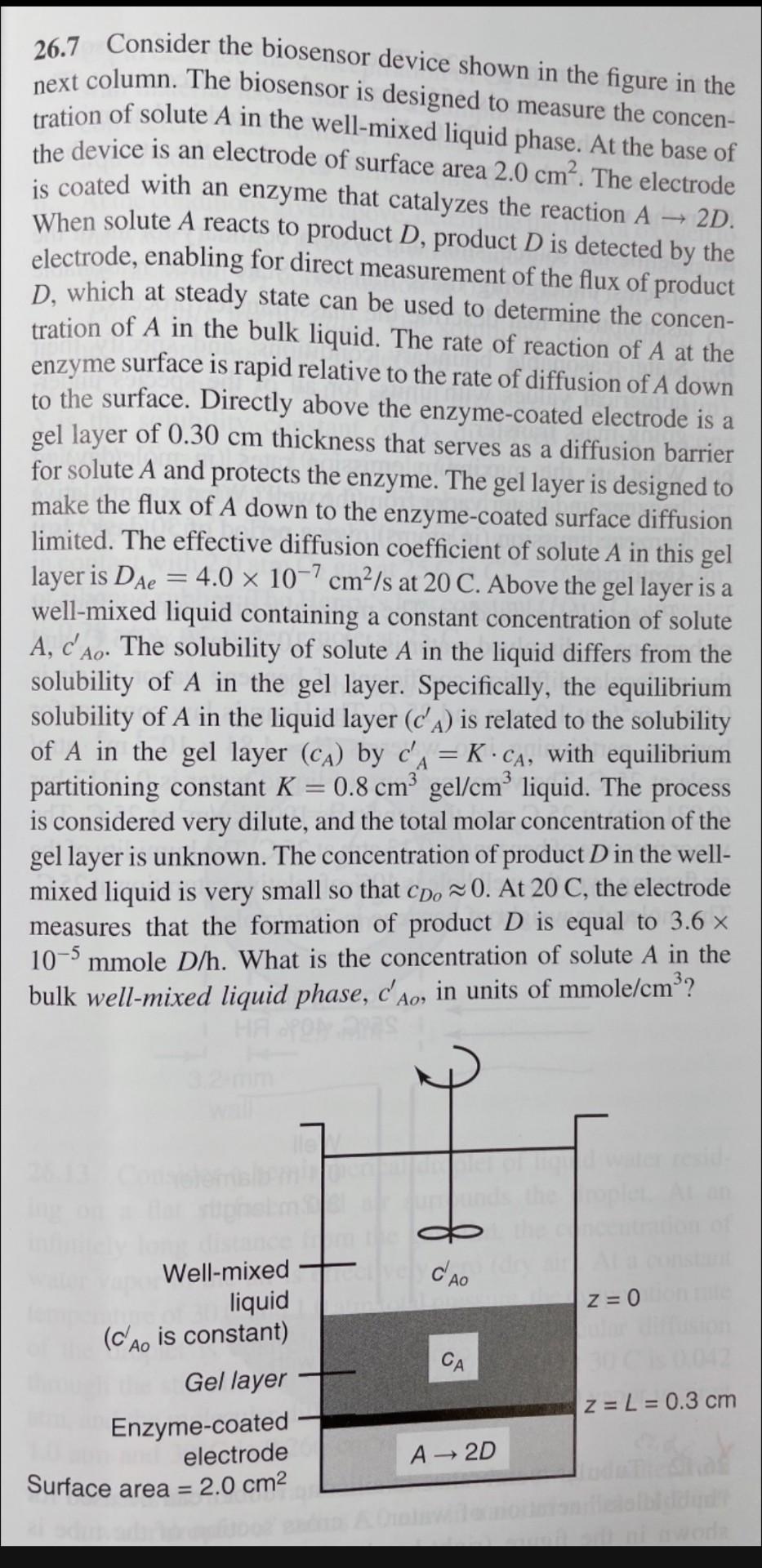 Solved 2D. 26.7 Consider the biosensor device shown in the | Chegg.com