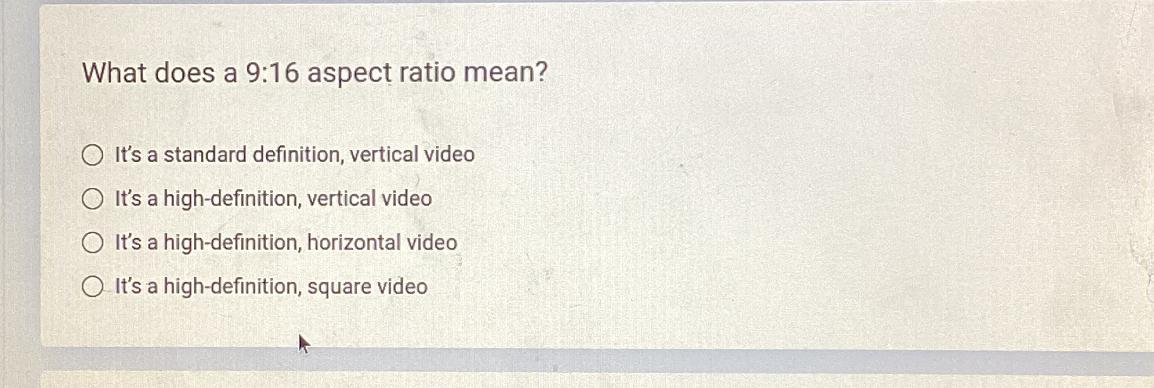 Solved What does a 9:16 ﻿aspect ratio mean?It's a standard | Chegg.com