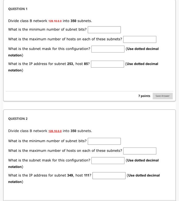 Divide Class B Network 12810 0 0 Into 350 Subnets