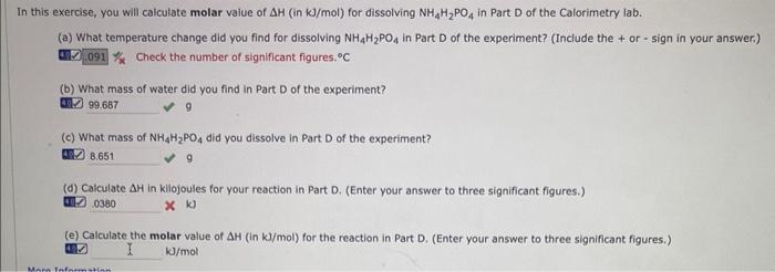 In this exercise, you will calculate molar value of | Chegg.com