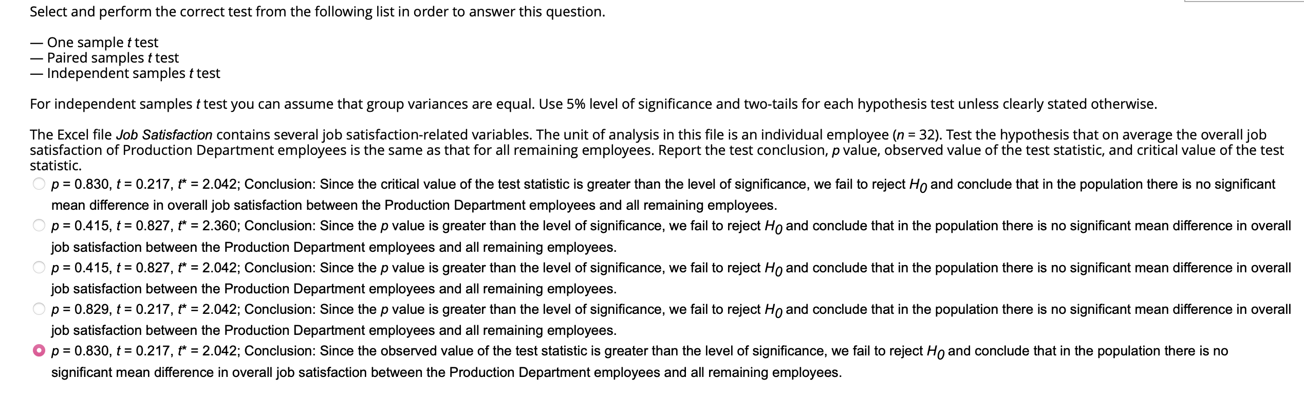 Solved Select and perform the correct test from the | Chegg.com