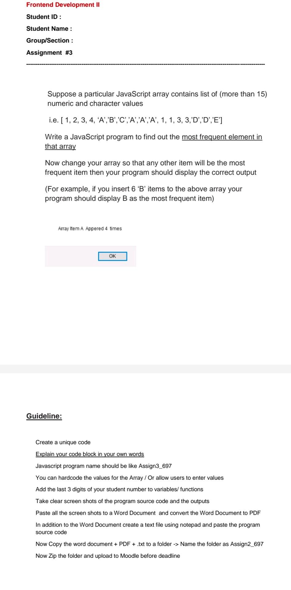 Solved Frontend Development II Student ID: Student Name: | Chegg.com