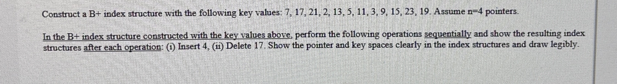 Solved Construct a B ﻿ index structure with the following | Chegg.com