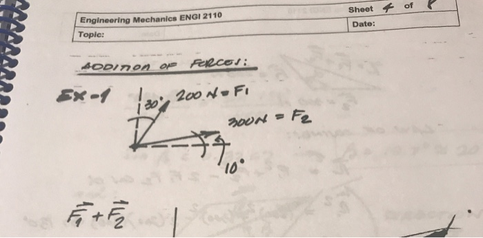 Solved Engineering Mechanics, StaticsF1= 300NAngle1= 10 | Chegg.com