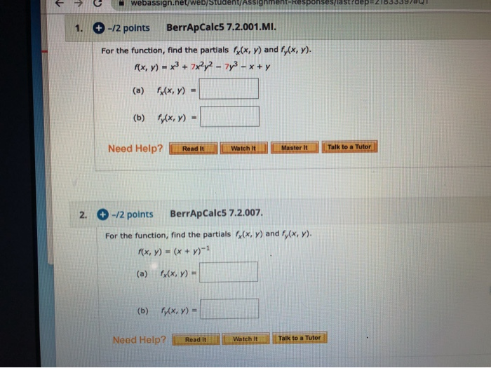 Solved 2 C W ebassign.net/web/Student/Assignment | Chegg.com