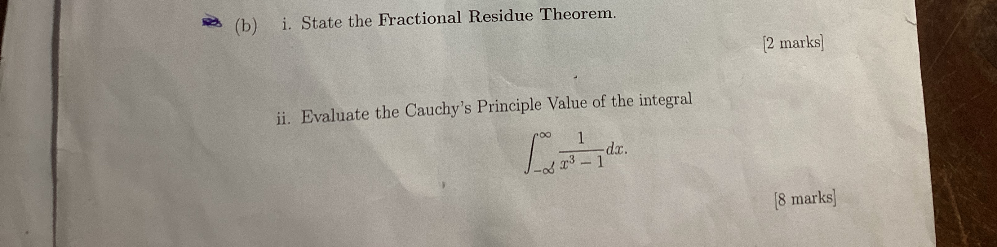 Solved B ﻿i ﻿state The Fractional Residue Theorem [2