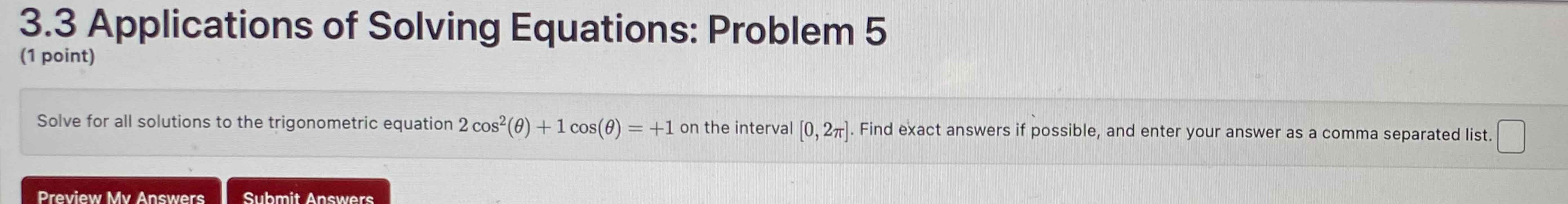 Solved 3.3 ﻿Applications of Solving Equations: Problem 5(1 | Chegg.com