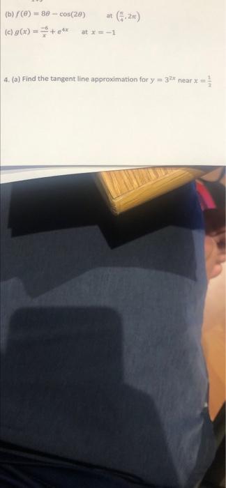 Solved Find the tangent line approximation for y = 3²x near | Chegg.com