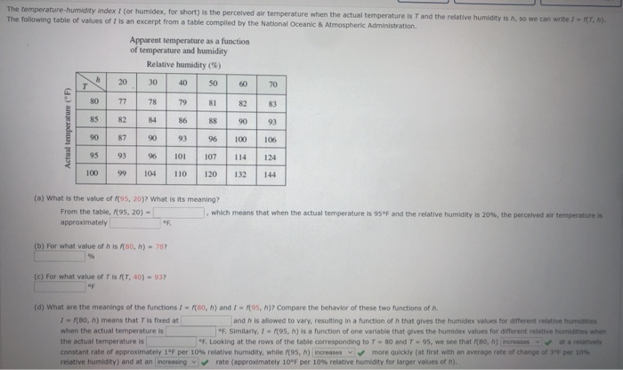 Solved The temperature-humidity index 1 (or humidex, for | Chegg.com