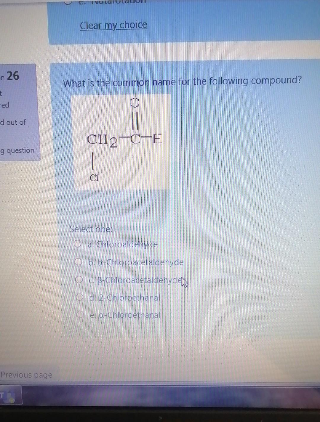 Solved TULOTU Clear my choice 26 What is the common name for | Chegg.com