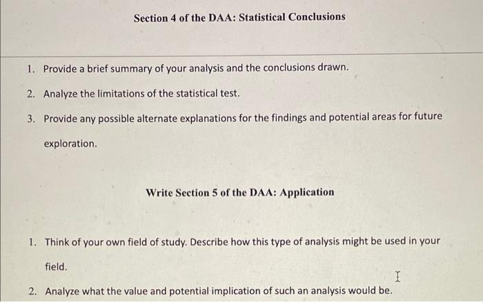 Solved Section 1 of the DAA: The Data Analysis Plan 1. Name | Chegg.com