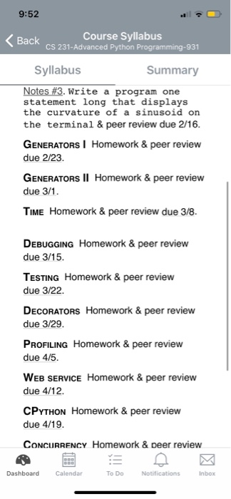 Solved 9:52 BAO Course Syllabus CS 231-Advanced Python | Chegg.com