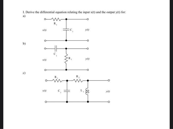 Solved I. Derive the differential equation relating the | Chegg.com