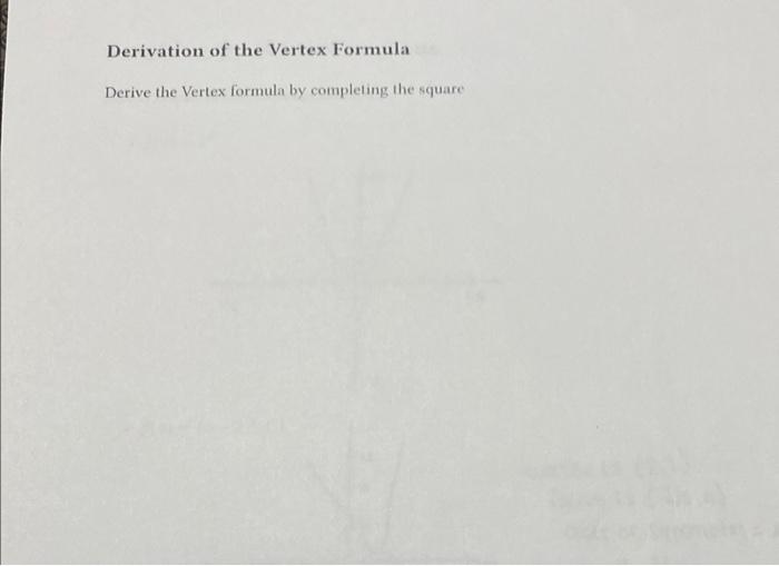 Solved A graphical approach to the vertex formula Use the | Chegg.com