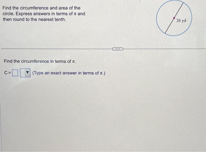 Solved Find the circumference and area of the circle. | Chegg.com