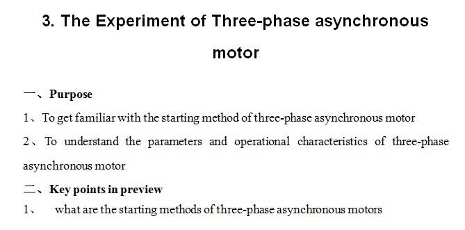 Solved 3. The Experiment of Three-phase asynchronous motor | Chegg.com