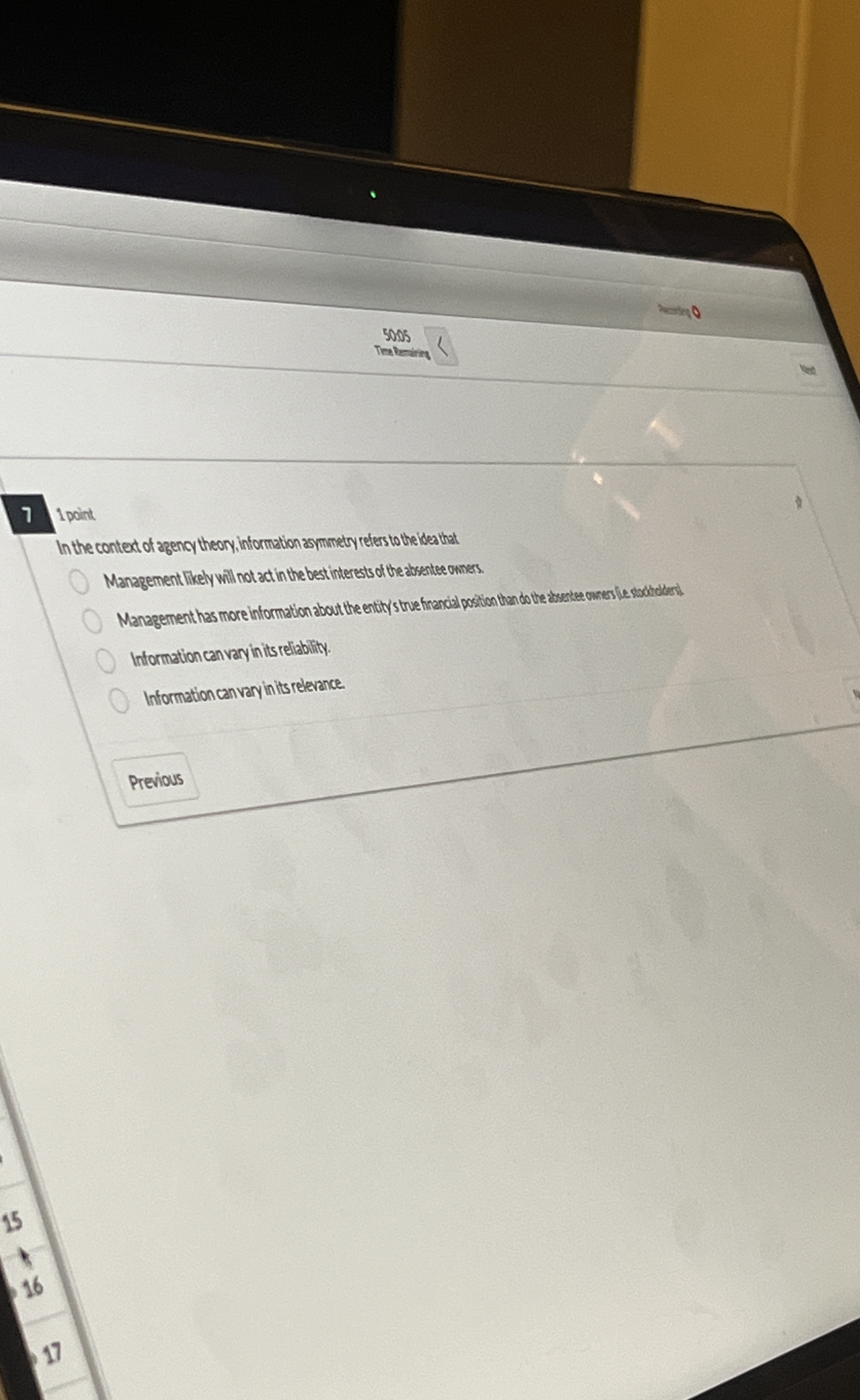 Solved 71 ﻿pointIn the context of agenoy theory, information | Chegg.com