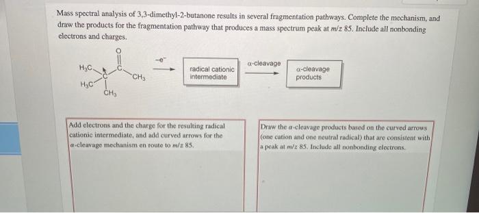 Solved Mass spectral analysis of 3,3-dimethyl-2-butanone | Chegg.com