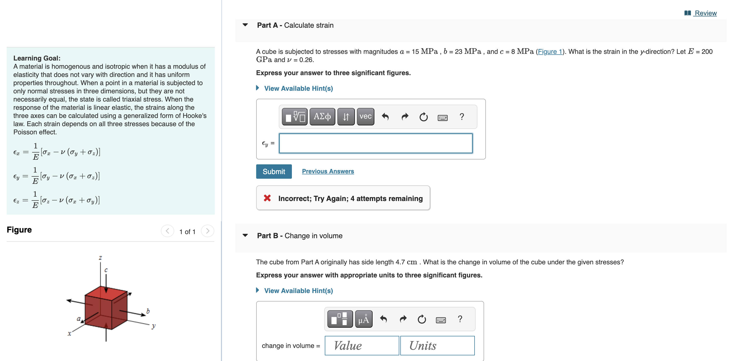 Solved Part C - ﻿Calculate stressA point in a material | Chegg.com